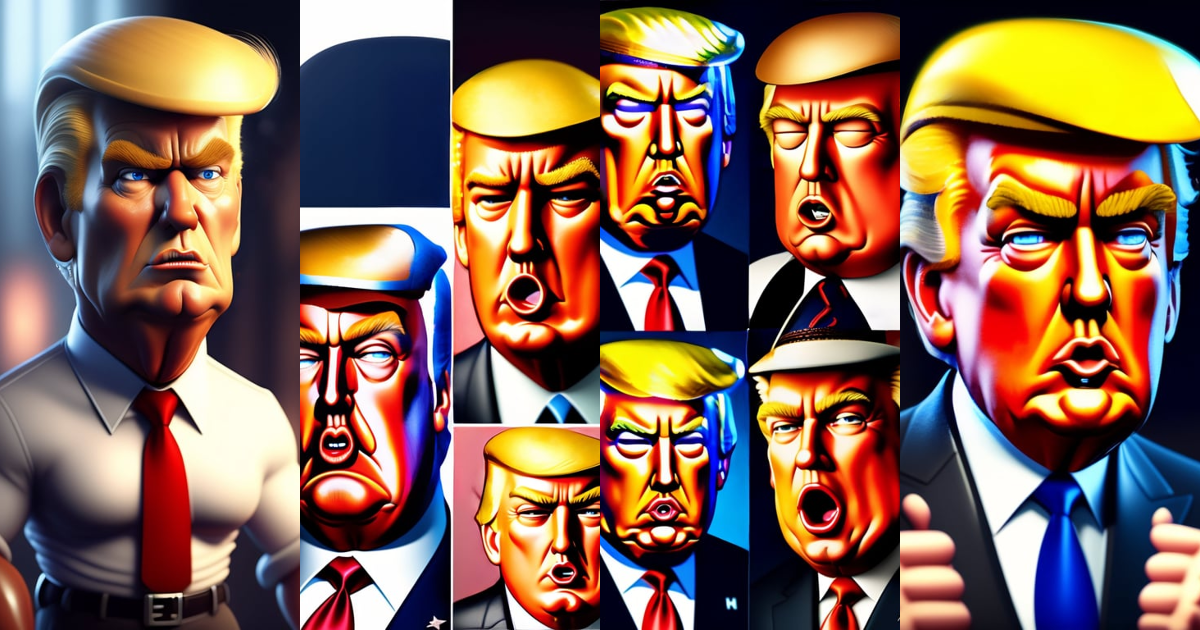 Lexica - Donald trump cartoon, Pixar style animation, mutated face ...