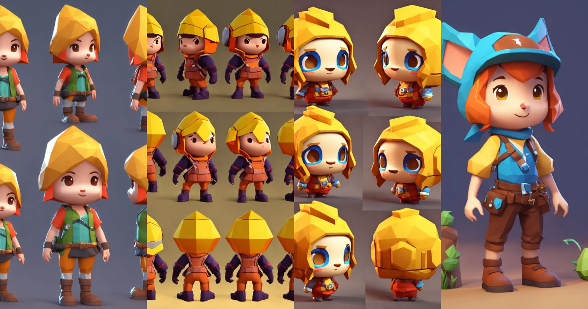 Lexica - Cute main character for a 3d platformer game, low poly ...
