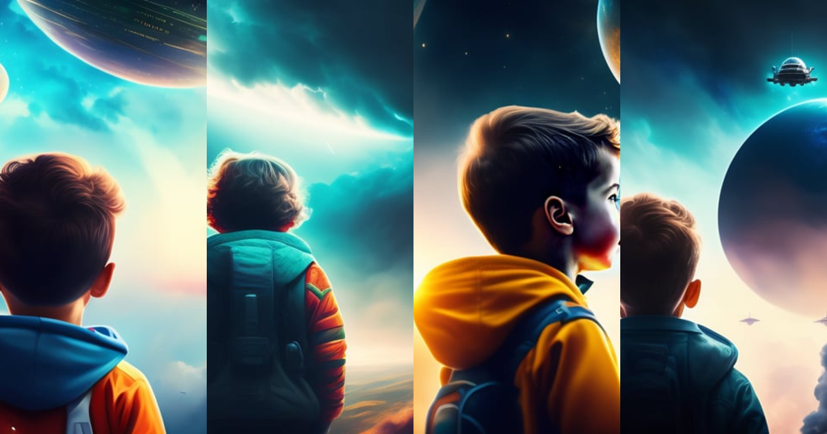 Lexica - DESING A MOVIE POSTER WITH ALIENS FALLING FROM SKY AND A BOY ...