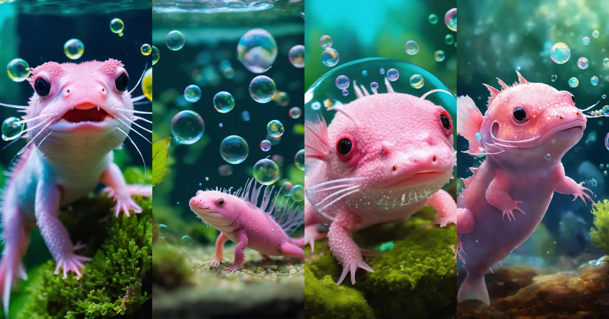 Lexica - Axolotl blowing bubbles