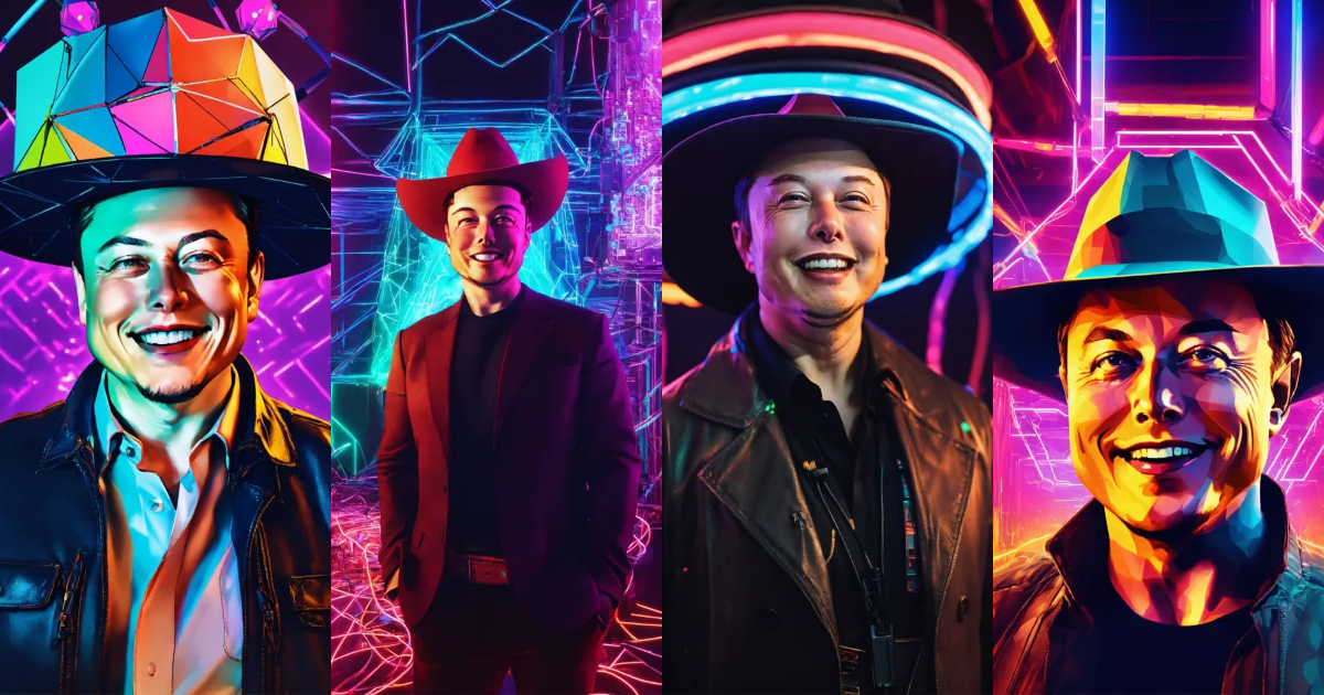 Lexica - Elon musk smiling with a computer tower hat with cables , very ...