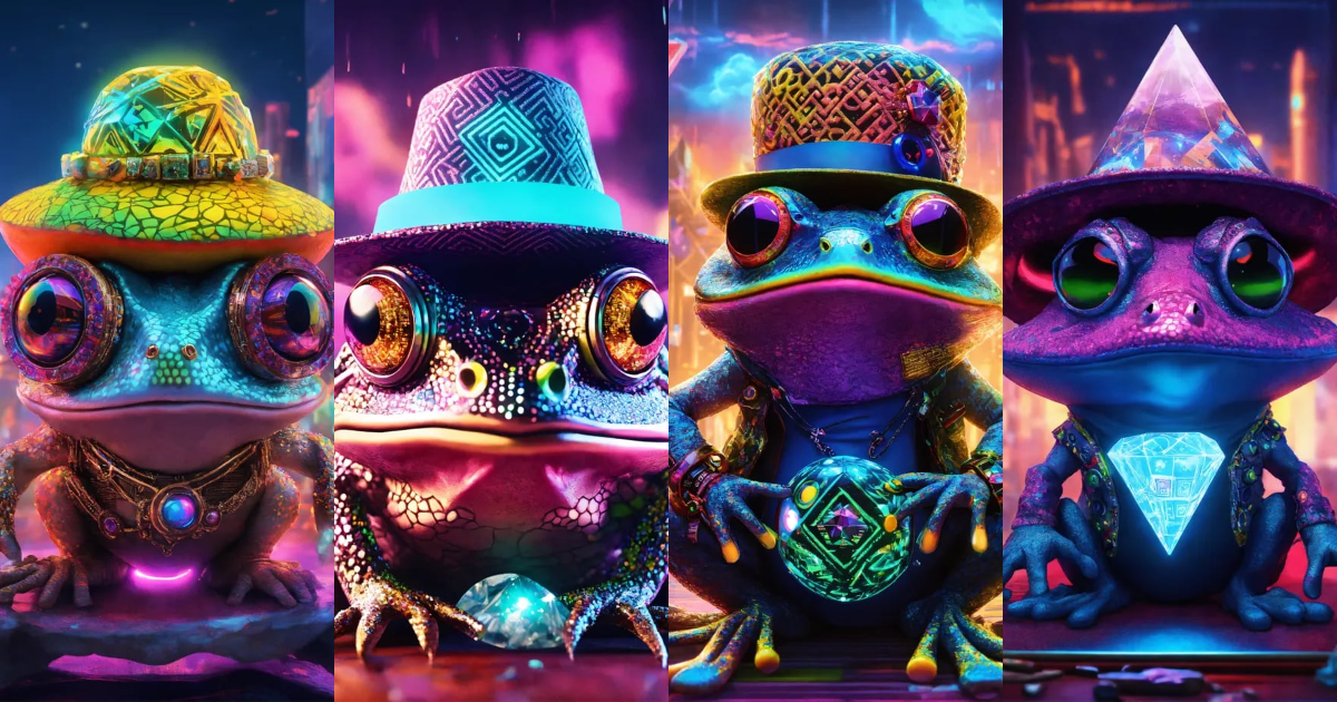 Lexica - A diamond metal occult toad as a hippie with a in a slice of ...