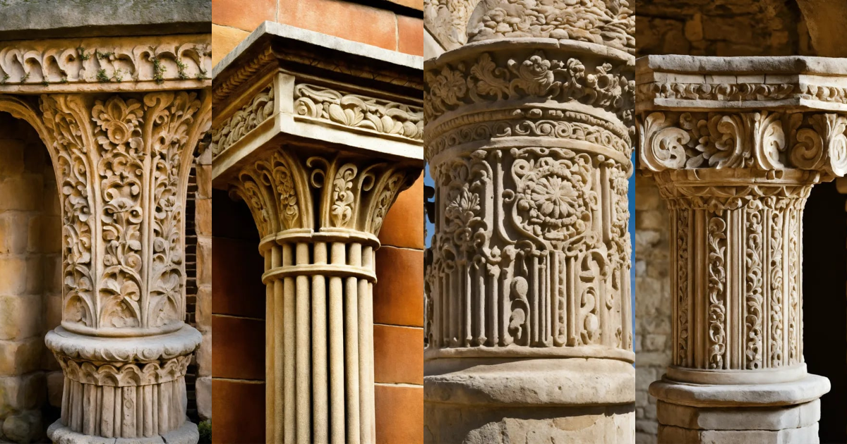Lexica - Romanesque stone carved column capitel