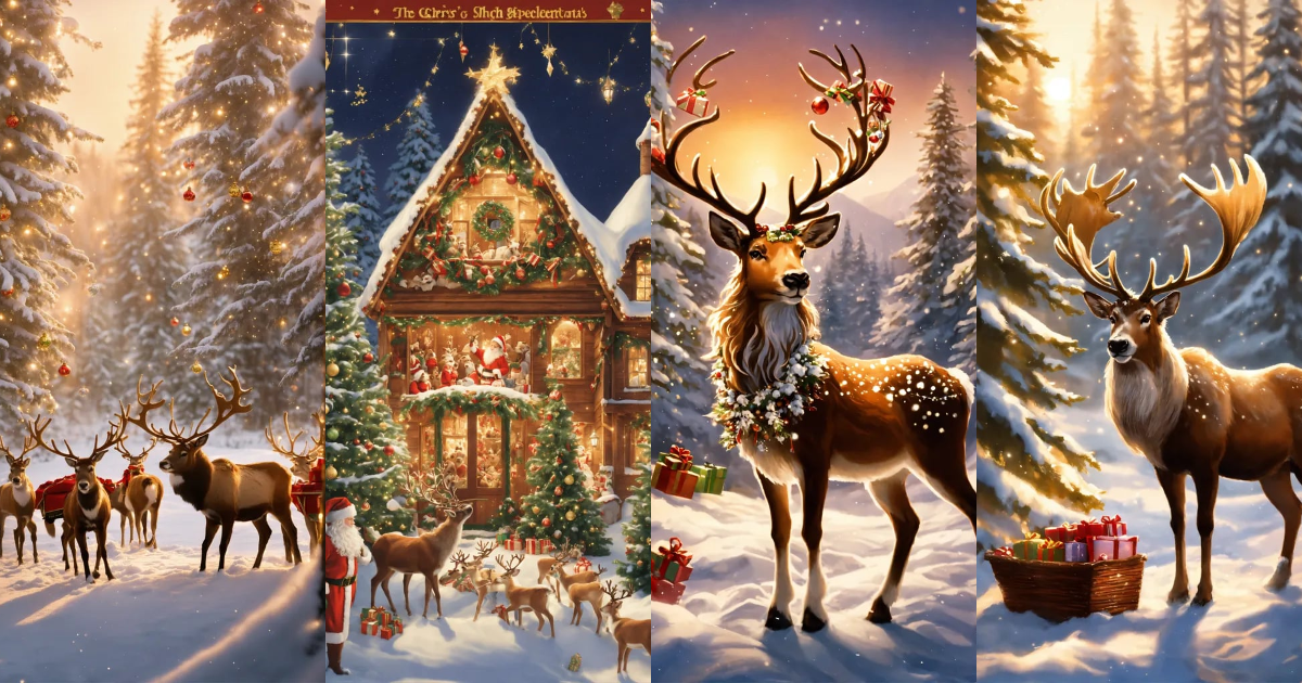 Lexica - The eight reindeer, with their glistening coats of deep ...