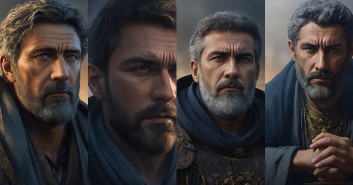 Lexica - Portrait of a stoic man, looks at the camera,background with a ...