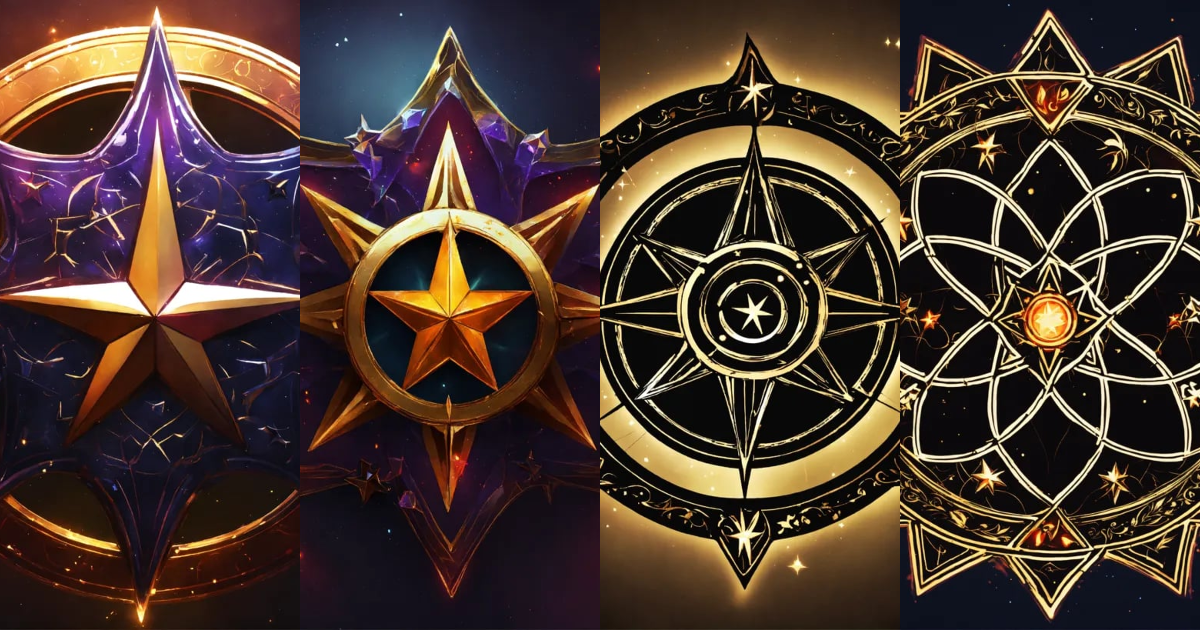 Lexica - Spell dark star, game icon, stylized, simple design, digital art