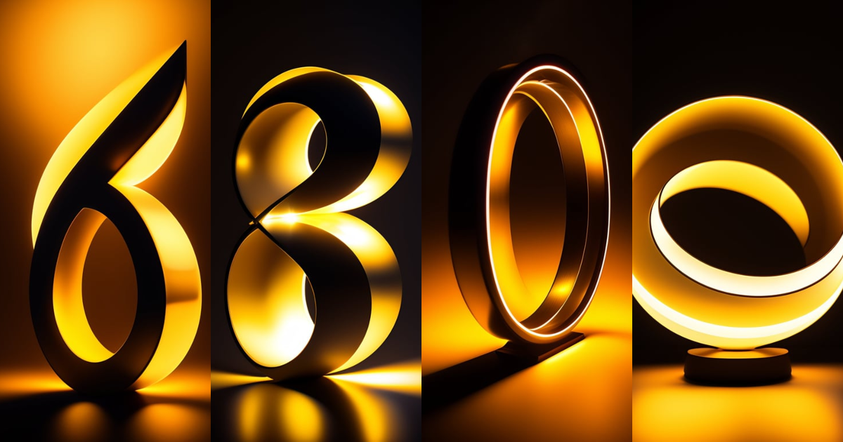 Lexica - Glowing dark golden mobius strip in the shape of a capital D ...