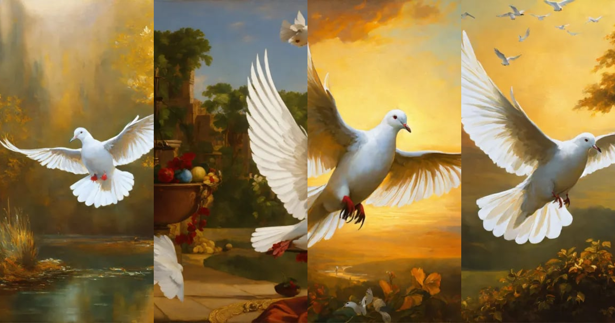 Lexica - Renaissance oil painting of a white dove flying