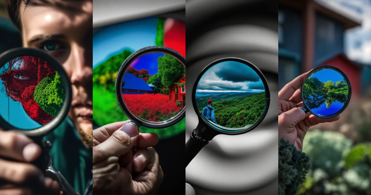 Lexica - "Vivid Perception", person holding magnifying glass, rich ...