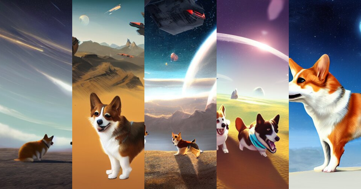 Lexica - Corgis in no man's sky, 4k, digital art, concept art