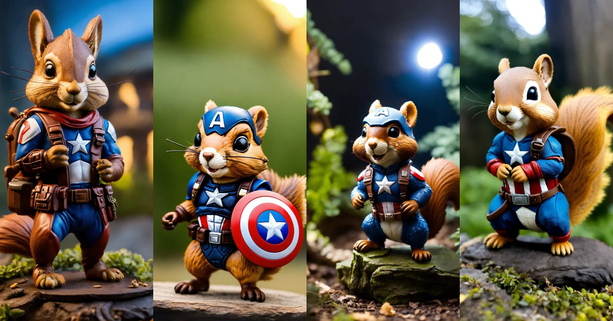 Lexica - Cute squirrel adventure figure, captain america themed ...