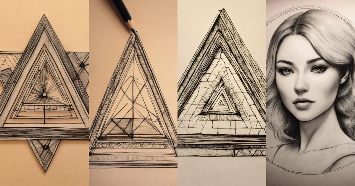 Lexica - Draw me a shape with pencil, contains circle, triangle and ...