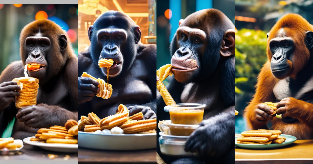 Lexica - Futuristic ape eating churros