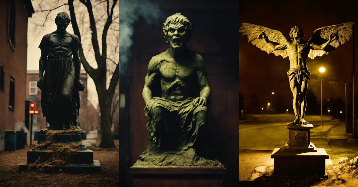 Lexica - Gritty grainy photography of pazuzu statue in the style of the ...