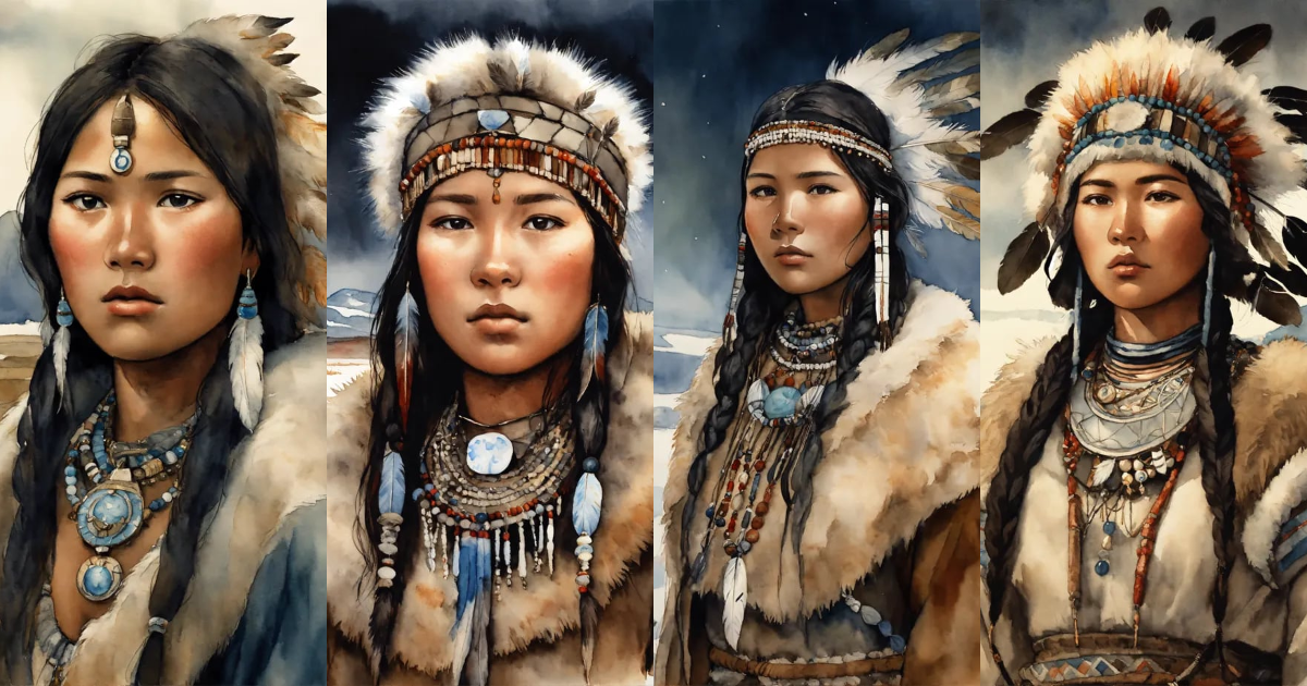 Lexica - Illustration of an inuit woman, young, 18 years old, beautiful ...