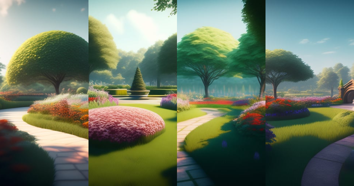 Lexica - Professional photograph landscape garden with flowers, unreal ...