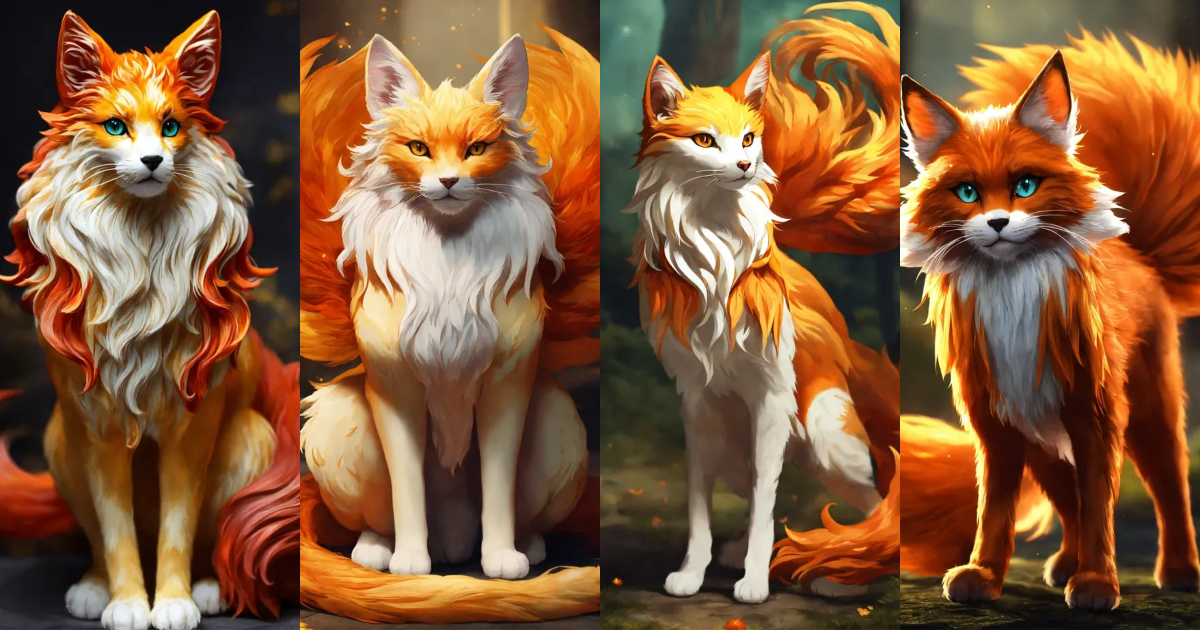 Lexica - A cat like human with two legs, transformed into a nine-tailed ...