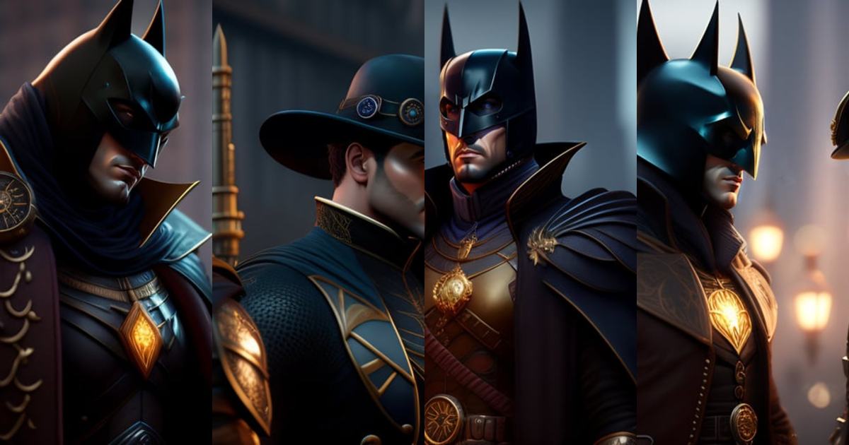 Lexica - Steampunk Batman, Gotham city, rooftops, art nouveau style ...