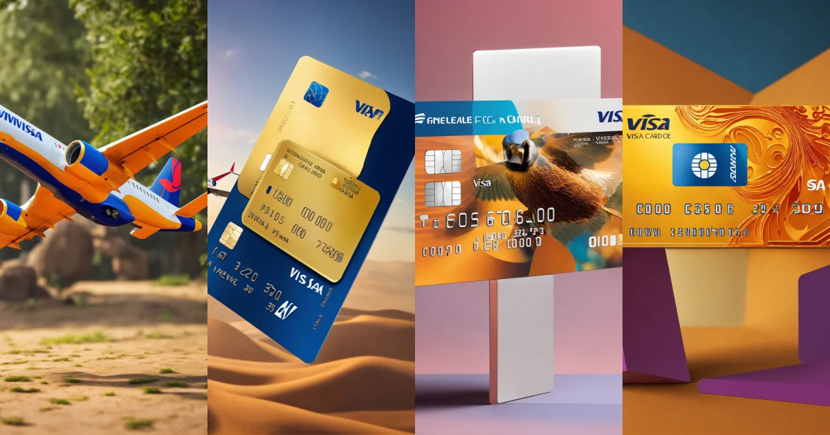 Lexica - 3D flying visa card without text just card with logo
