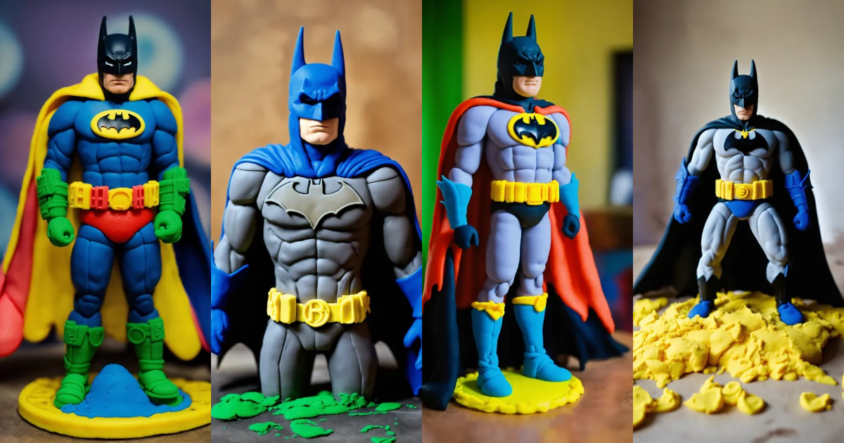 Lexica - Batman made out of play-doh, colorful, real