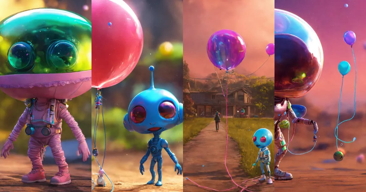 Lexica - An alien that I introduce to bubble-gum connected to a straw ...