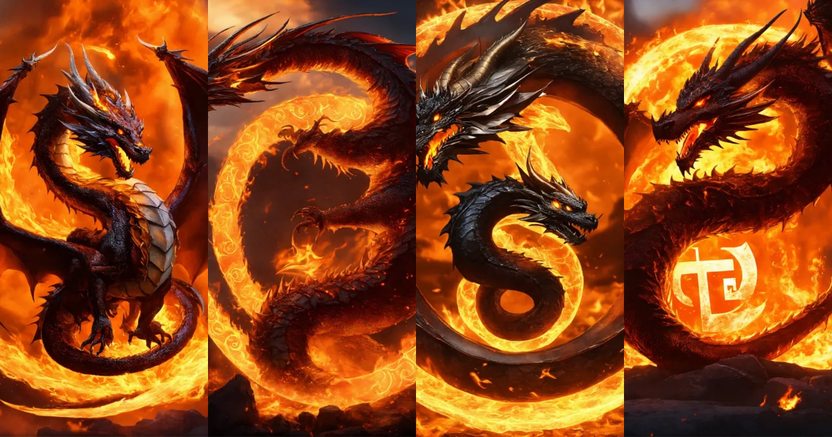 Lexica - A beautifully intense dragon with orange (FF5500) features ...