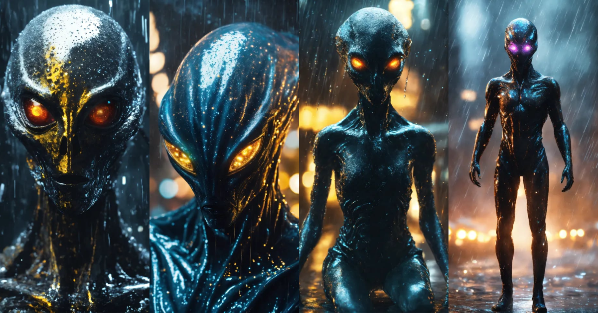 Lexica - An menacing alien with glowing eyes filled with swirling ...