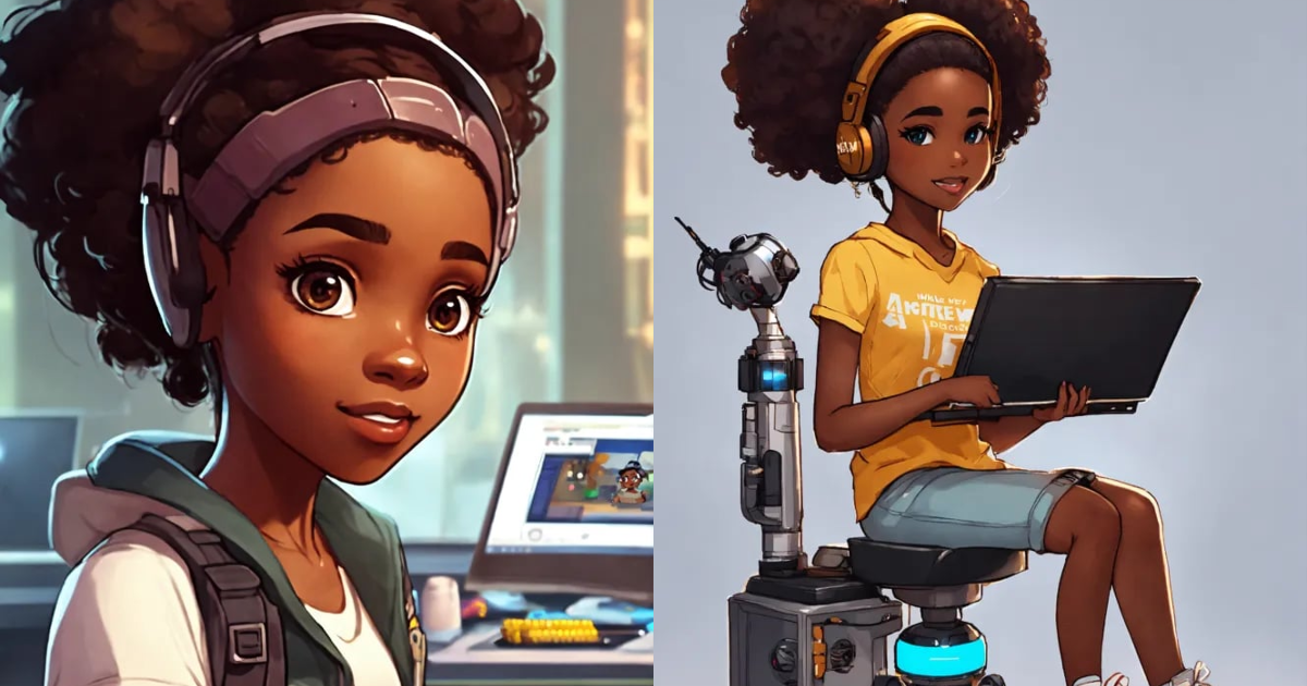 Lexica - Make me Cartoon little African American dark skinned black ...