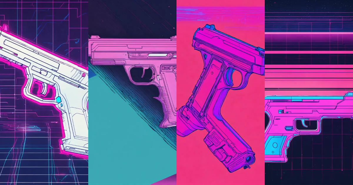 Lexica - Gun lineart retrowave