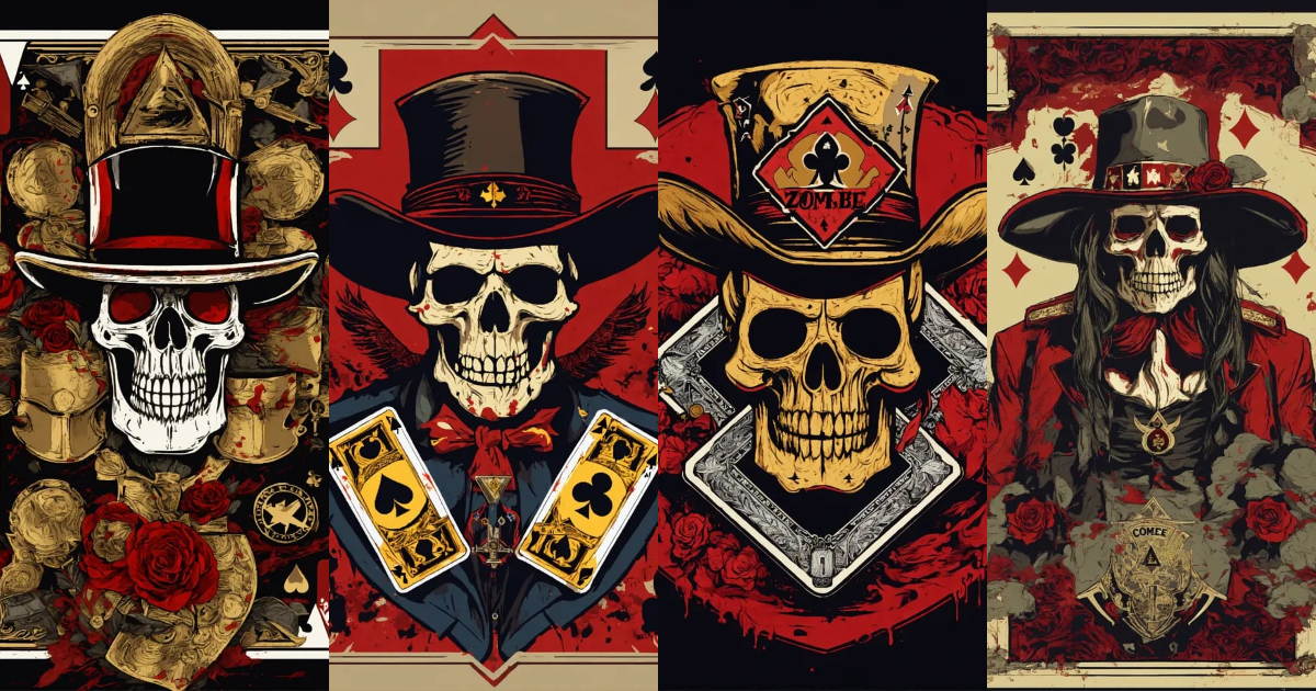 Lexica - Zombie ace of spades with confederate hat on his head and colt ...