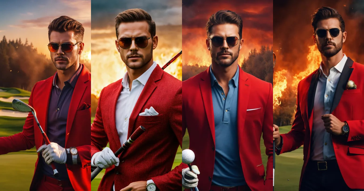 Lexica - 4k hd ultra realistic handsome man red blazer, sunglasses ...