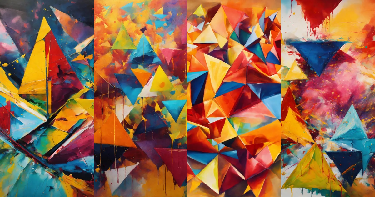 Lexica - Abstract triangles colorful with ragged edges perspective oil ...
