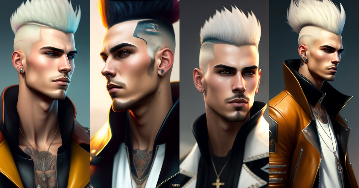 Lexica - Realistic portrait of a white young male punk rocker, shaved ...