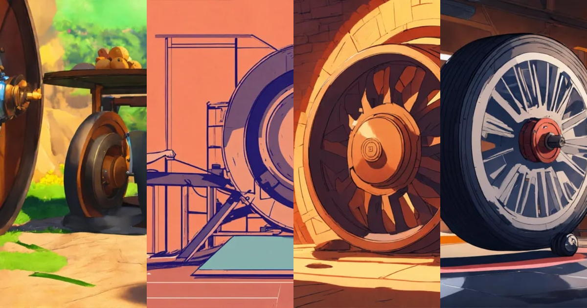 Lexica - Create an illustration featuring a massive wheel, resembling a ...