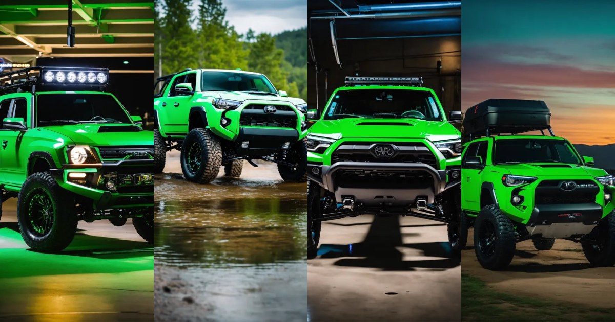 Lexica - 2023 Four Runner lunar green, lifted, sick rims, underglow