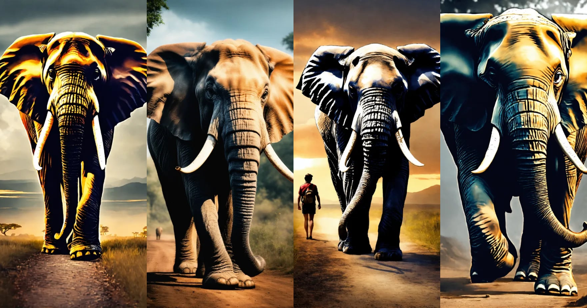 Lexica - Mono conbinado con un elefante.hiperrealista 8k