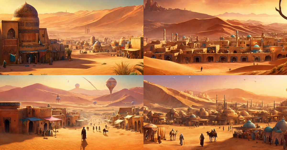 Lexica - Concept art of a large desert village town, jakku, desert ...