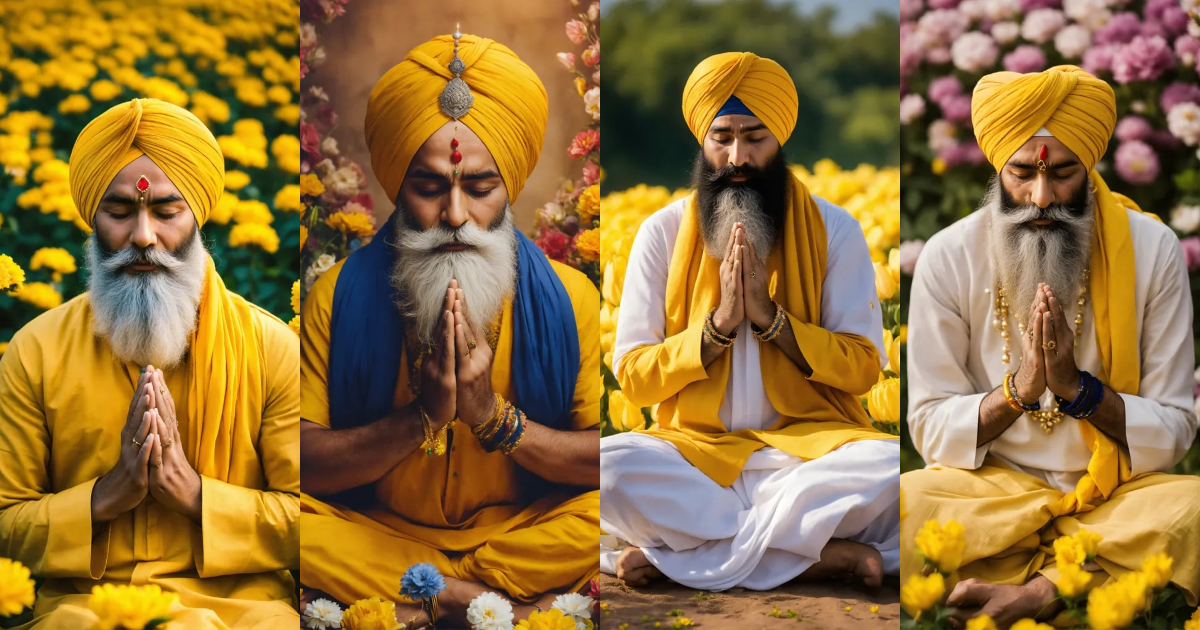 Lexica - Sikh khalsa praying ,folded hands,closed eye,in the flowers ...