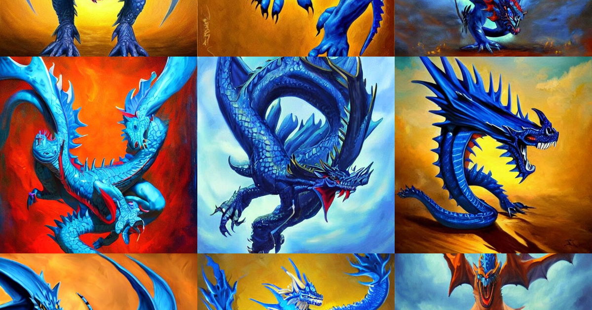Lexica - Western-style, blue dragon doing a handstand, featured on ...