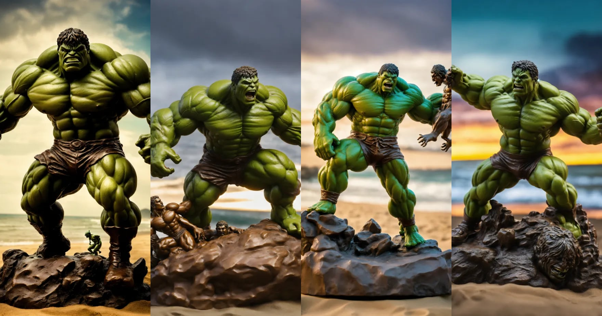 Lexica - A sculpture of aged bronze resin depicting the muscular Hulk ...