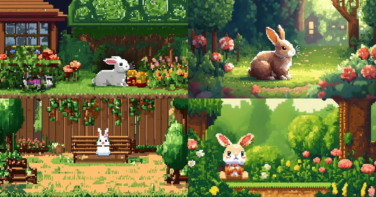 Lexica - Hello, bunny. He hops in the garden, finding a warm burrow to ...