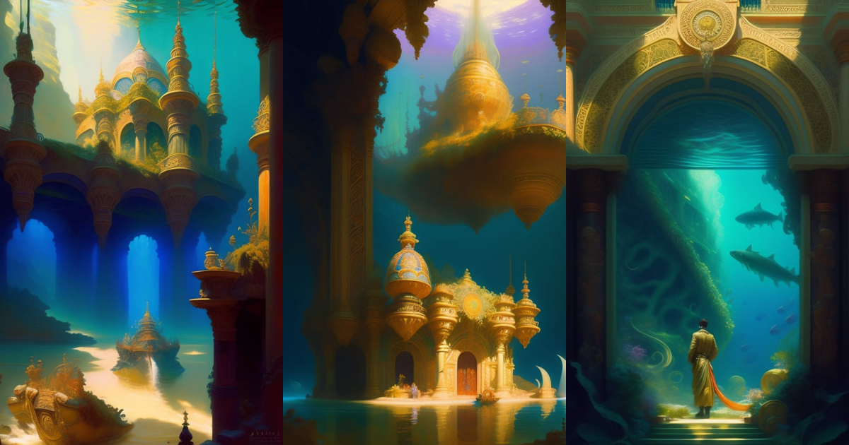 Lexica - The lost city of Atlantis in ruin ravaged by a giant octopus ...