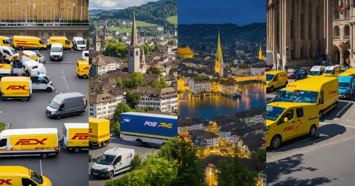Lexica - Picture of Zurich with many delivery vehicles from Post CH ...