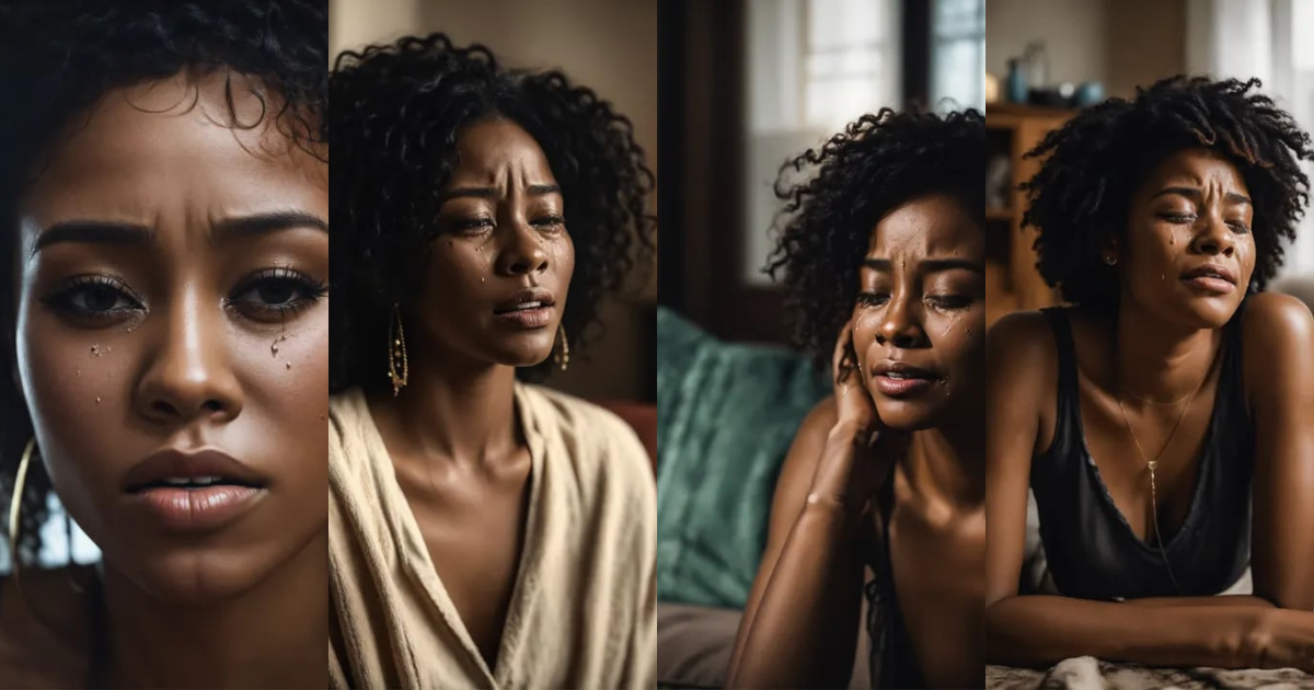 Lexica - Gorgeous black woman crying in her living room, nice house ...