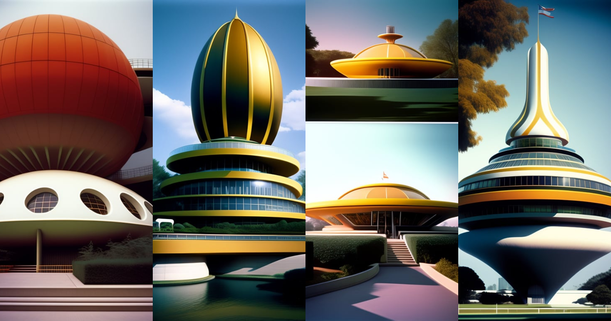 Lexica - 1978 city on a hill, world's fair, Googie architecture,