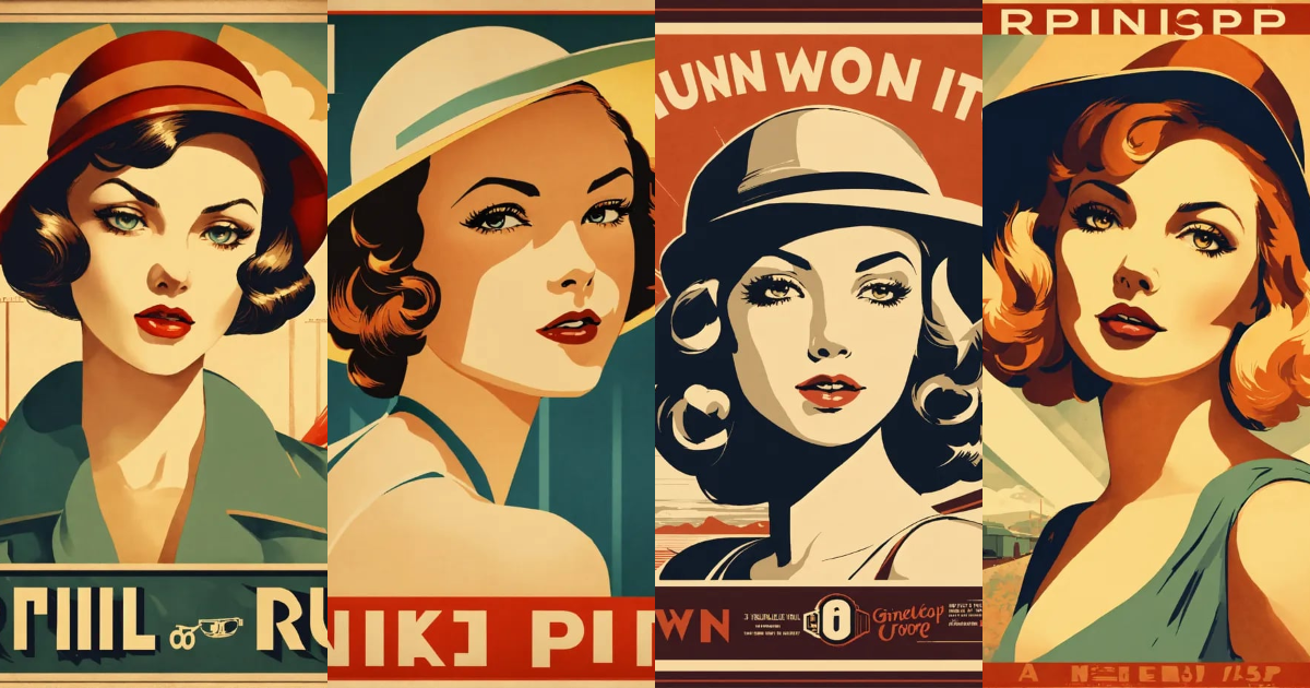 Lexica - Retro poster with a girl in the style of the 30s,advertising ...