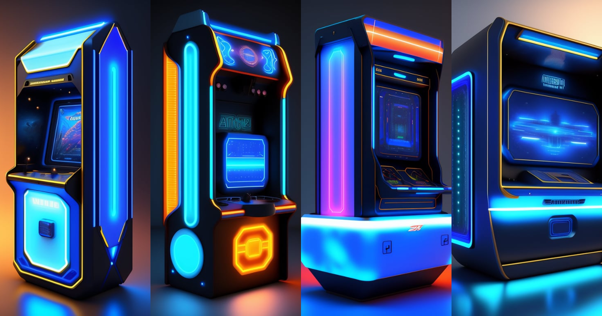 Lexica - Black Futuristic arcade cabinet, with blue electricity in a ...