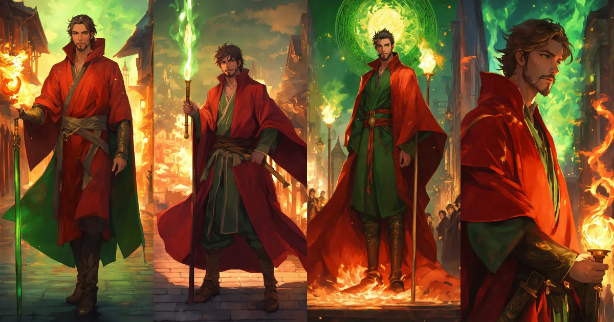 Lexica - Handsome, human, imperial male fire sorcerer with goatee, with ...