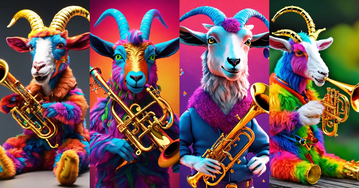 Lexica - An insane 3d toy furry musical goat playing trumpet saxophone ...